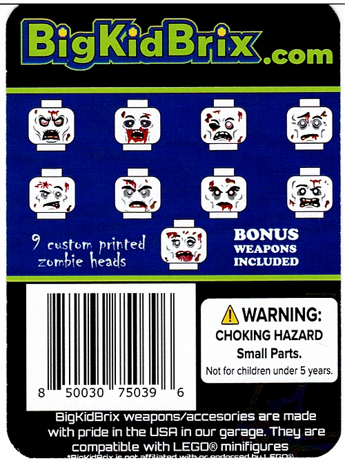 Custom Zombie Heads 9 Pack Printed on Genuine Lego Parts -by BKB ...